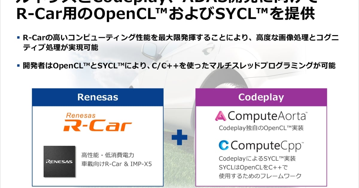 ルネサスとCodeplayがADAS用システム開発向けにOpenCL™とSYCL™を共同開発 | Renesas ルネサス