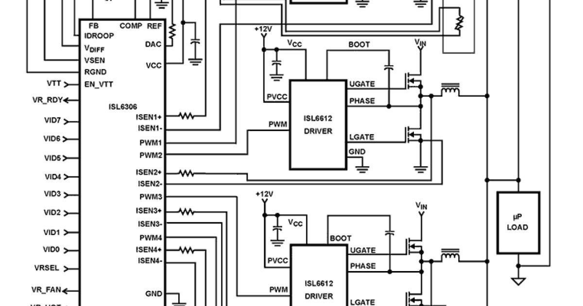 Isl6306 4 Phase Pwm Controller With 8 Bit Dac Code Capable Of 0340