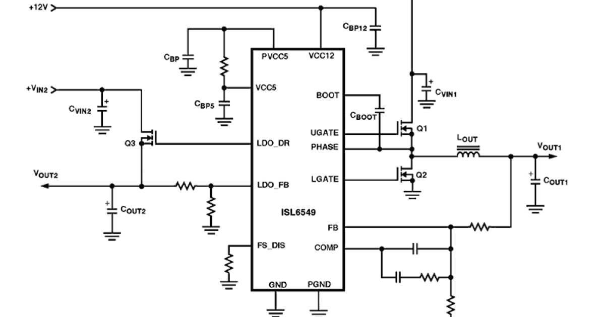 ISL6549 - Single 12V Input Supply Dual Regulator - Synchronous Rectified Buck PWM and Linear ...