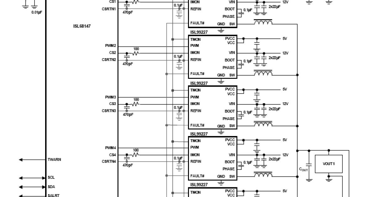 ISL68147 - Digital Dual Output, 7-Phase Configurable, PWM Controller with PMBus for Cavium ...