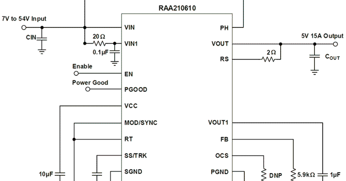RAA210610 - 15A, 54V Single-Channel DC/DC Step-Down Power Module | Renesas