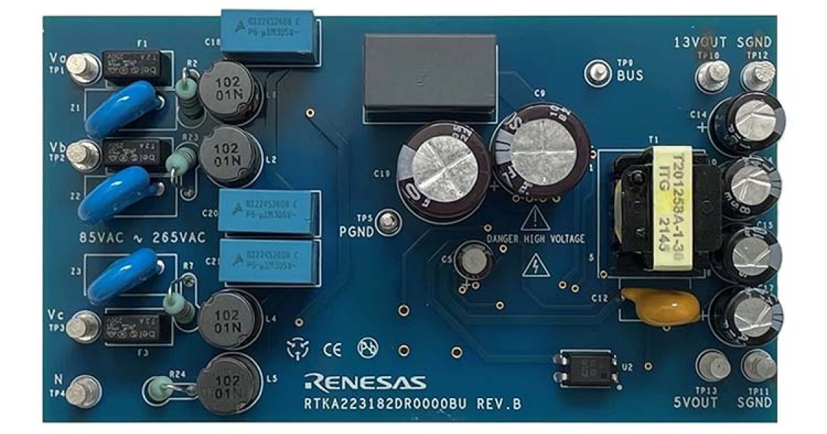 RTKA223182DR0000BU - Dual Output 11W 3-Phase Input Flyback Demonstration Board | Renesas ルネサス