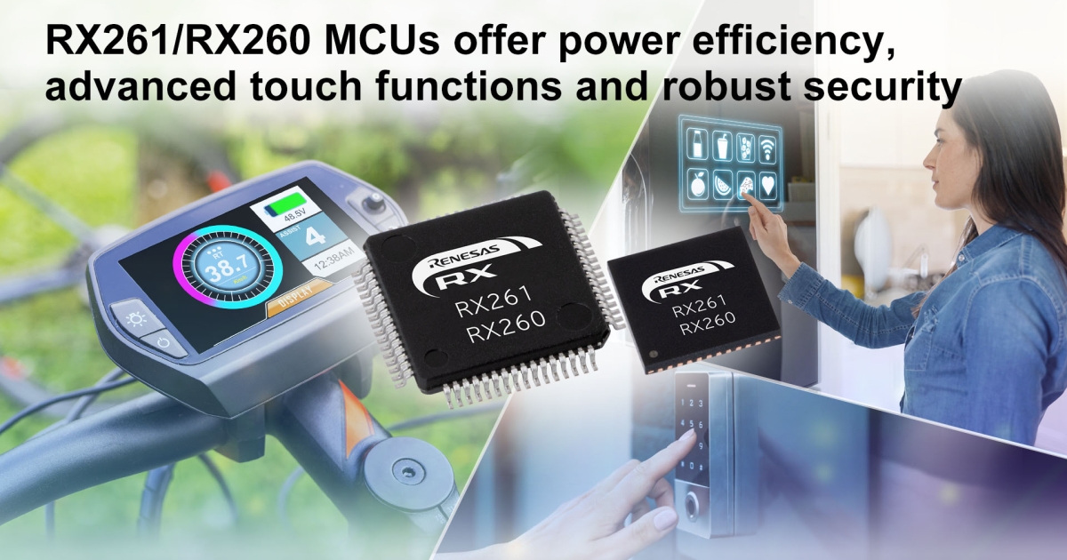 Renesas Introduces New RX261/RX260 Group MCUs with Outstanding Power Efficiency, Advanced Touch ...
