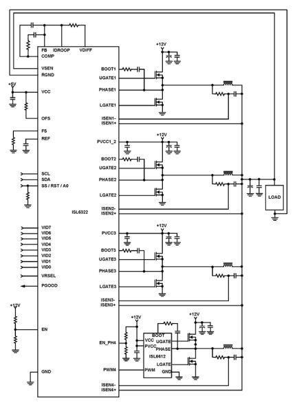 ISL6322 - Four-Phase Buck PWM Controller with Integrated MOSFET Drivers and I 2 C Interface for ...